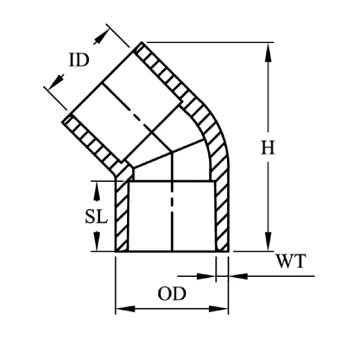 UPVC Short Radius 45° Bend - Petron Thermoplast
